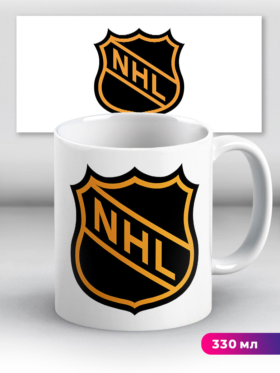 Кружка НХЛ NHL Старый логотип Хоккей 330 мл, керамическая с ярким принтом, подходит для СВЧ