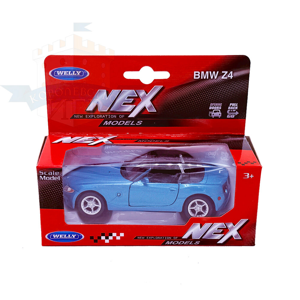 Машинка Welly BMW Z4 Convertible (E85), голубой, 1:38, арт.42328CW-T