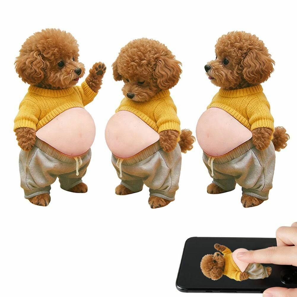 Силиконовая самоклеящаяся наклейка на живот 3D плюшевой собачки Тедди