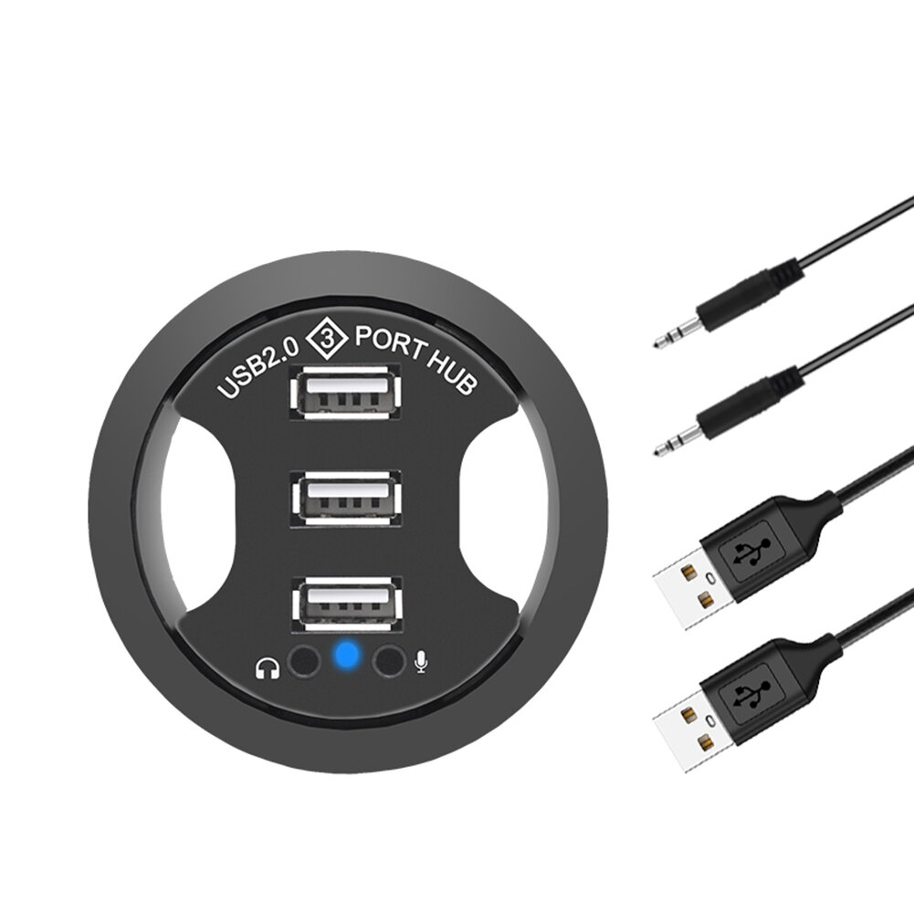 USB-концентратор 2.0 с креплением на столешницу, аудиоадаптер с 3 портами в нескольких портах