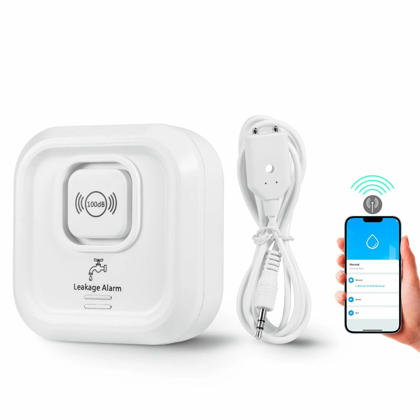 KERUI WIFI Детектор утечки воды с сигнализацией 100 дБ Датчик утечки воды для домашней безопасности, работающий с приложением Tuya Smart app 1 шт.