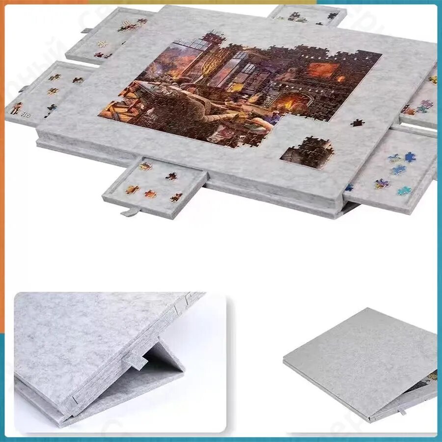 Коврик-стол для пазлов с ящиками, Стол коврик для сборки пазлов