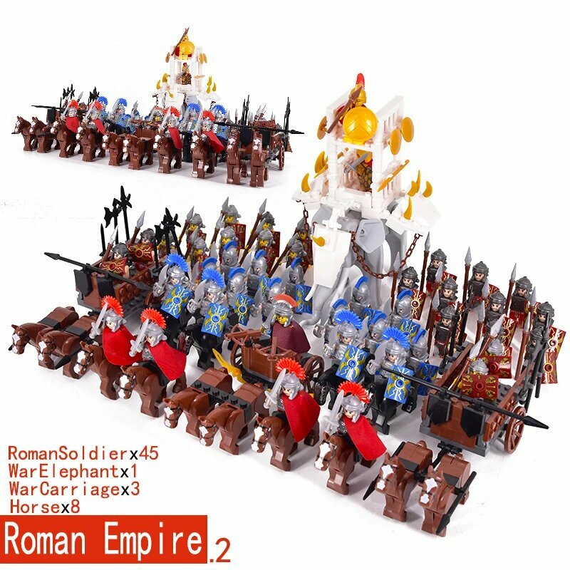Конструктор Roman Empire 2, 45 солдат, слон, 3 повозки, 8 лошадей