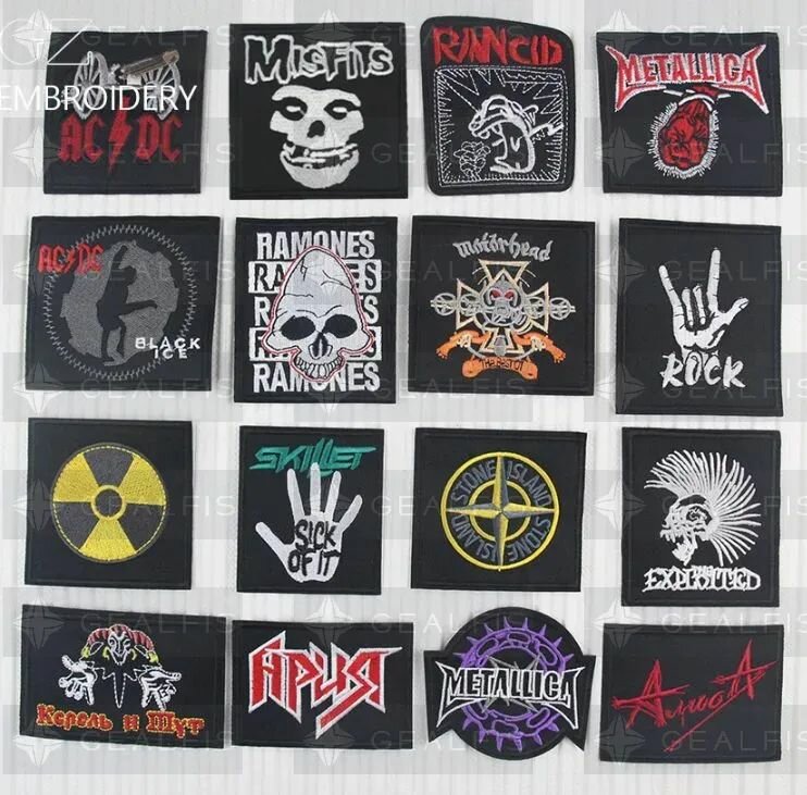 Нашивки на одежду (набор 16 шт.). Шеврон. Нашивка рок группа.