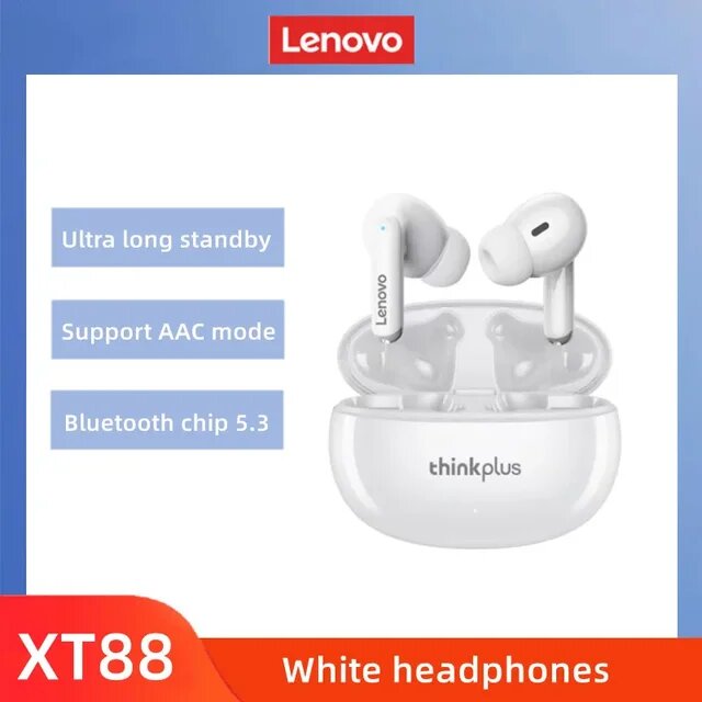 Оригинальные беспроводные Bluetooth-наушники Lenovo XT88, наушники для прослушивания HiFi-музыки, с микрофоном, водонепроницаемые спортивные наушники, новая модель 2022 года.