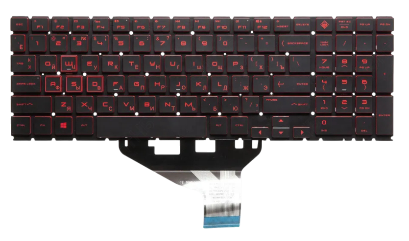 Клавиатура для ноутбука HP OMEN 15-DC0, 15-DC1, 15-DH0, 15-DH1, чёрная, без рамки, с подсветкой