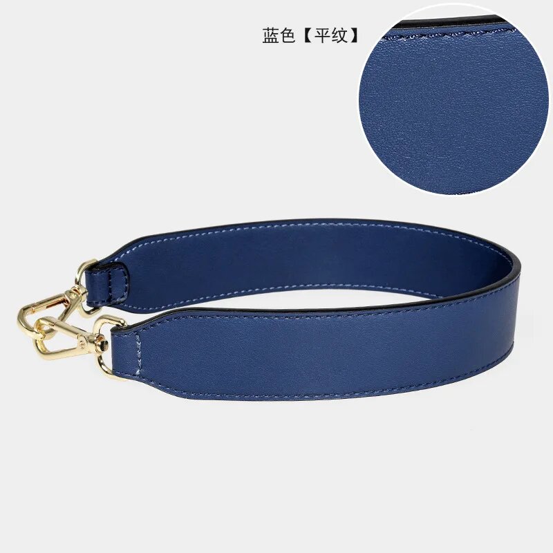 58 см женский ремень для сумки, кожаный ремешок с ручкой, Темно-синий, light gold Buckles, Blue