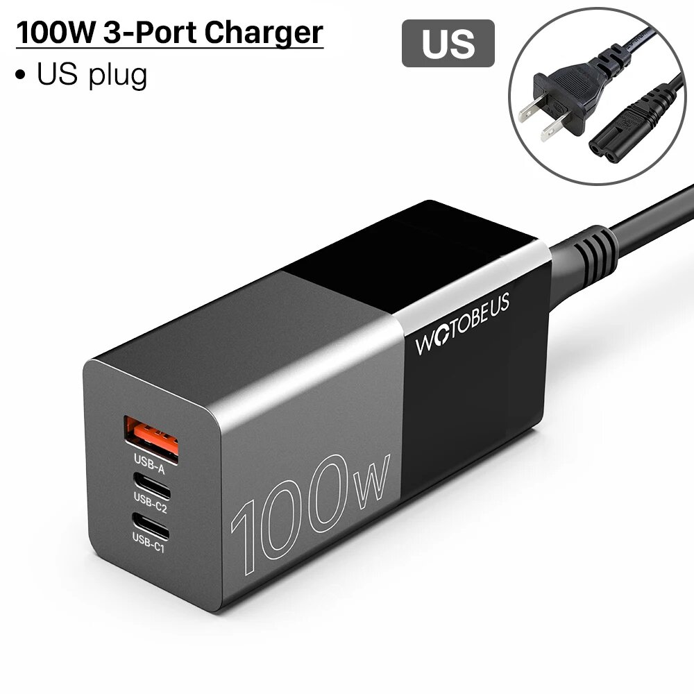 Быстрое зарядное устройство GaN USB-C, PD100W PPS 45W для ноутбуков с разъемом Type-C, MacBook, iPad, iPhone 13, Samsung S22, QC3.0/SCP для HUAWEI, Xiaomi, 100 Вт