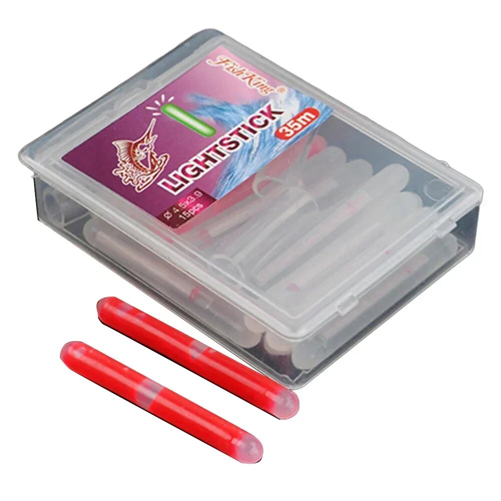 15 шт. светящиеся палочки для ночной рыбалки, флуоресцентные 4,5*39 мм, полипропиленовые для ночной рыбалки, поплавочная удочка, светильники, светлячки, аксессуар для световых палочек Red