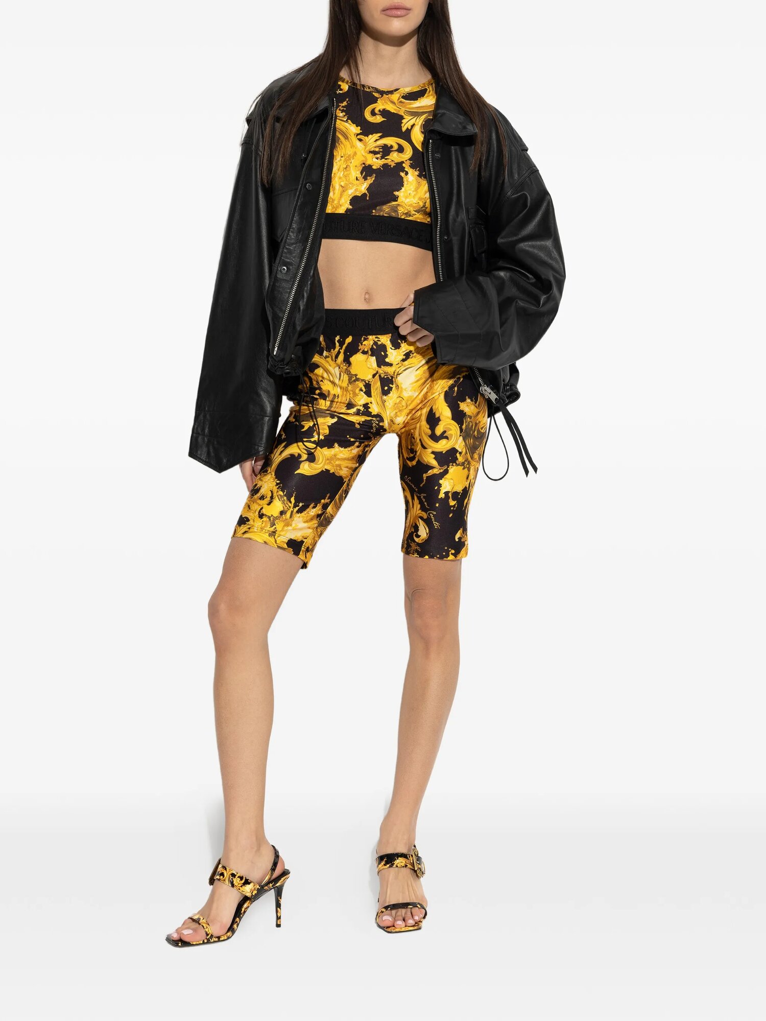 Топ Versace Jeans Couture Long-sleeves pattern top, размер 44, ochre yellow — фото 1