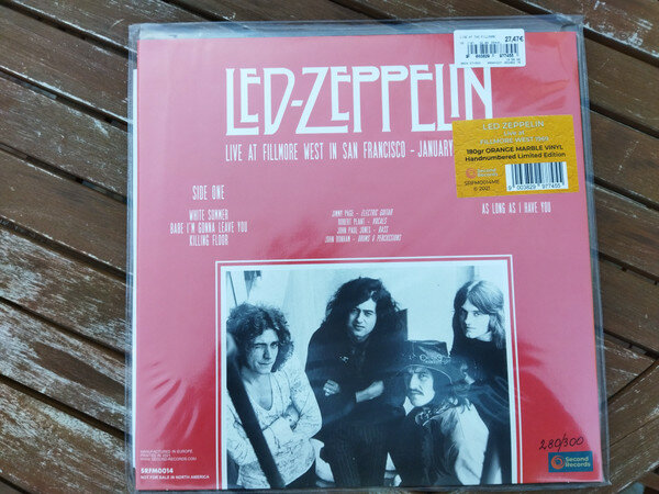 Виниловая пластинка Led Zeppelin - Live At Fillmore West, San Francisco 1969 (coloured) (1 LP)