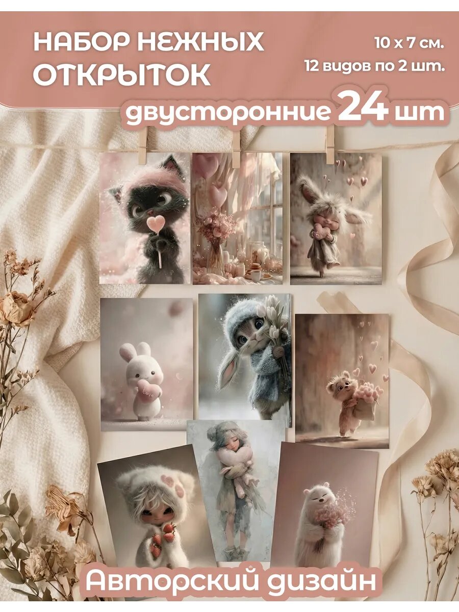 Открытки универсальные, набор 24 шт 10×7см