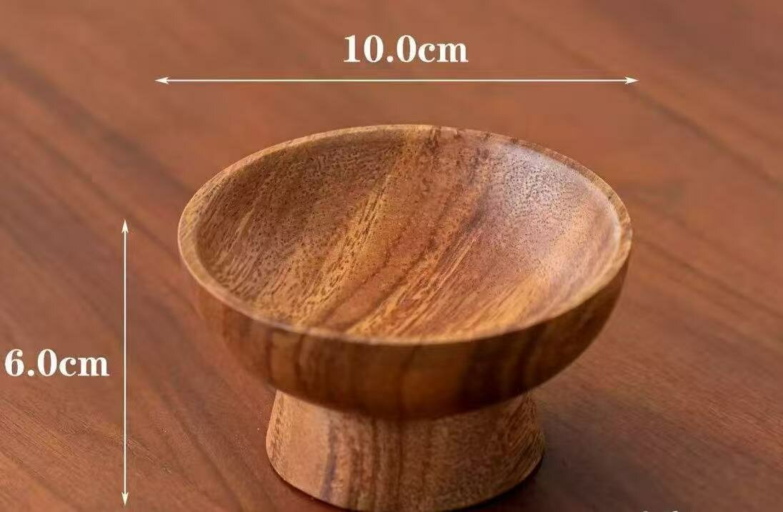 Деревянное блюдо для фруктов на высоких ножках, орех, круглое, 10×10×6 см