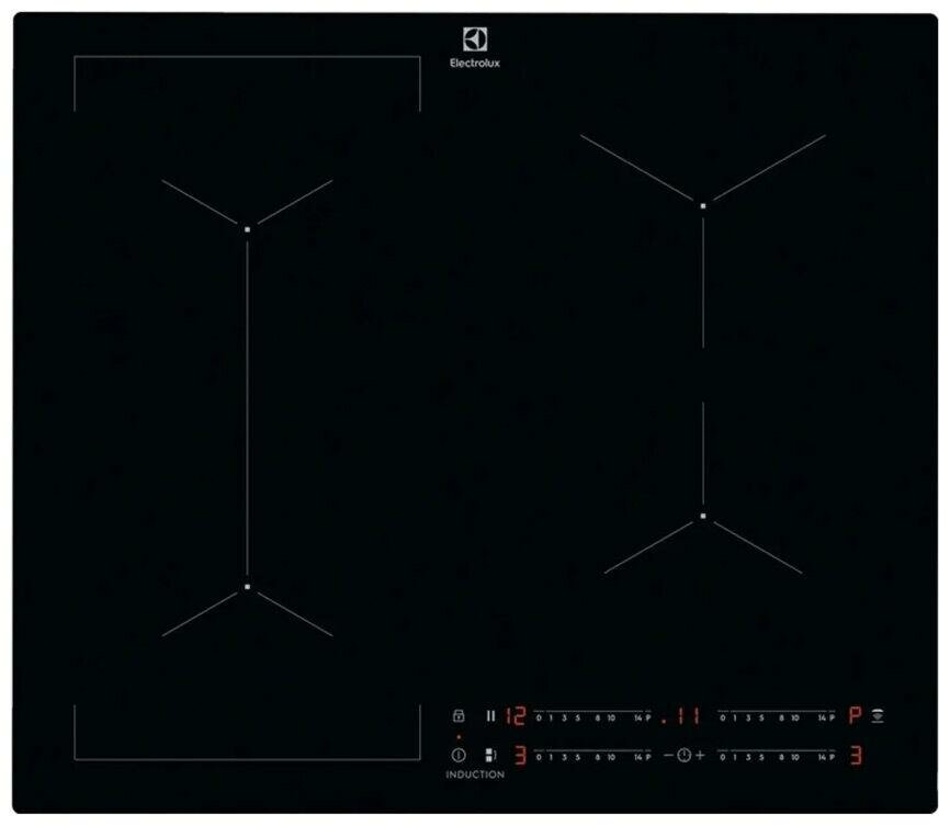 Варочная панель Electrolux KIV634I черный, 4 индукционные, Bridge, таймер, Hob2Hood, слайдер