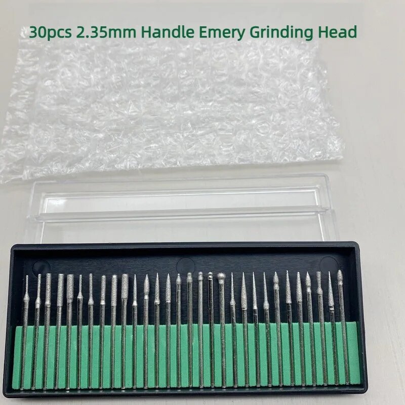 30 шт, набор алмазных боров с хвостовиком и коробкой для электрической шлифовальной 30Pcs(2.35mm)
