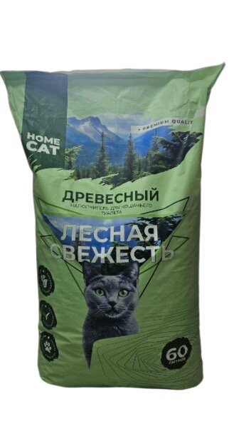 Впитывающий наполнитель Homecat Древесный средние гранулы, 60л (20кг)