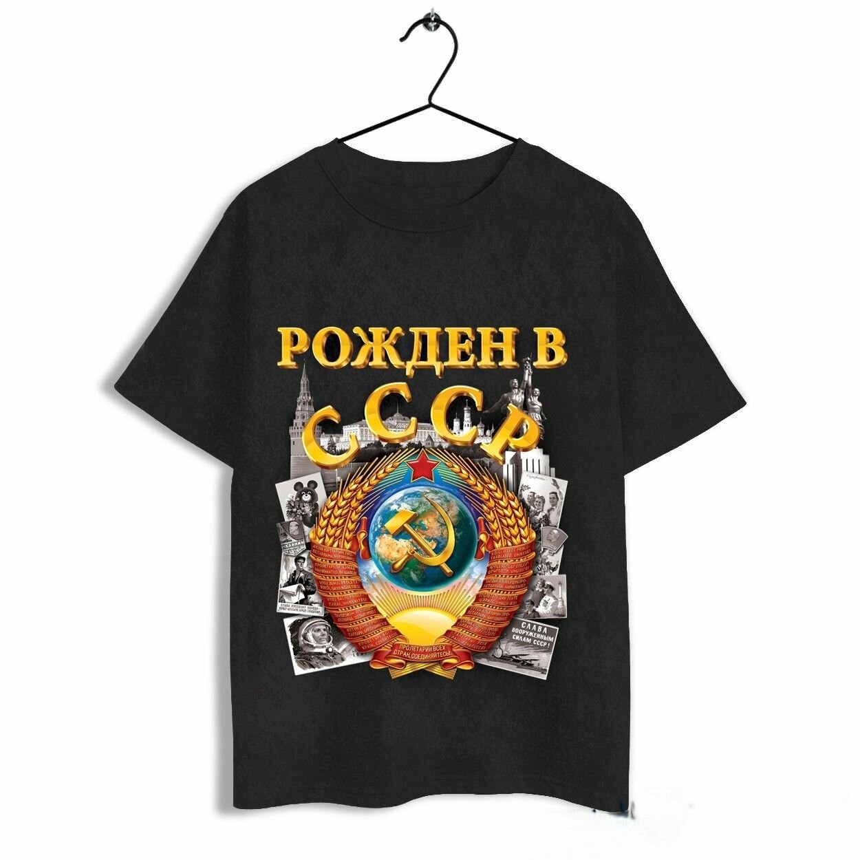 Кулирка с лайкрой купон "СССР черный" ширина 180см, высота 80 (+-2)см пенье