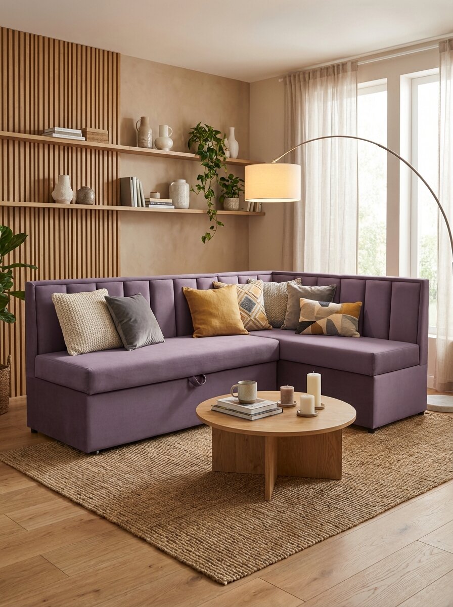 Кухонный уголок Santorini угол правый, сиреневый