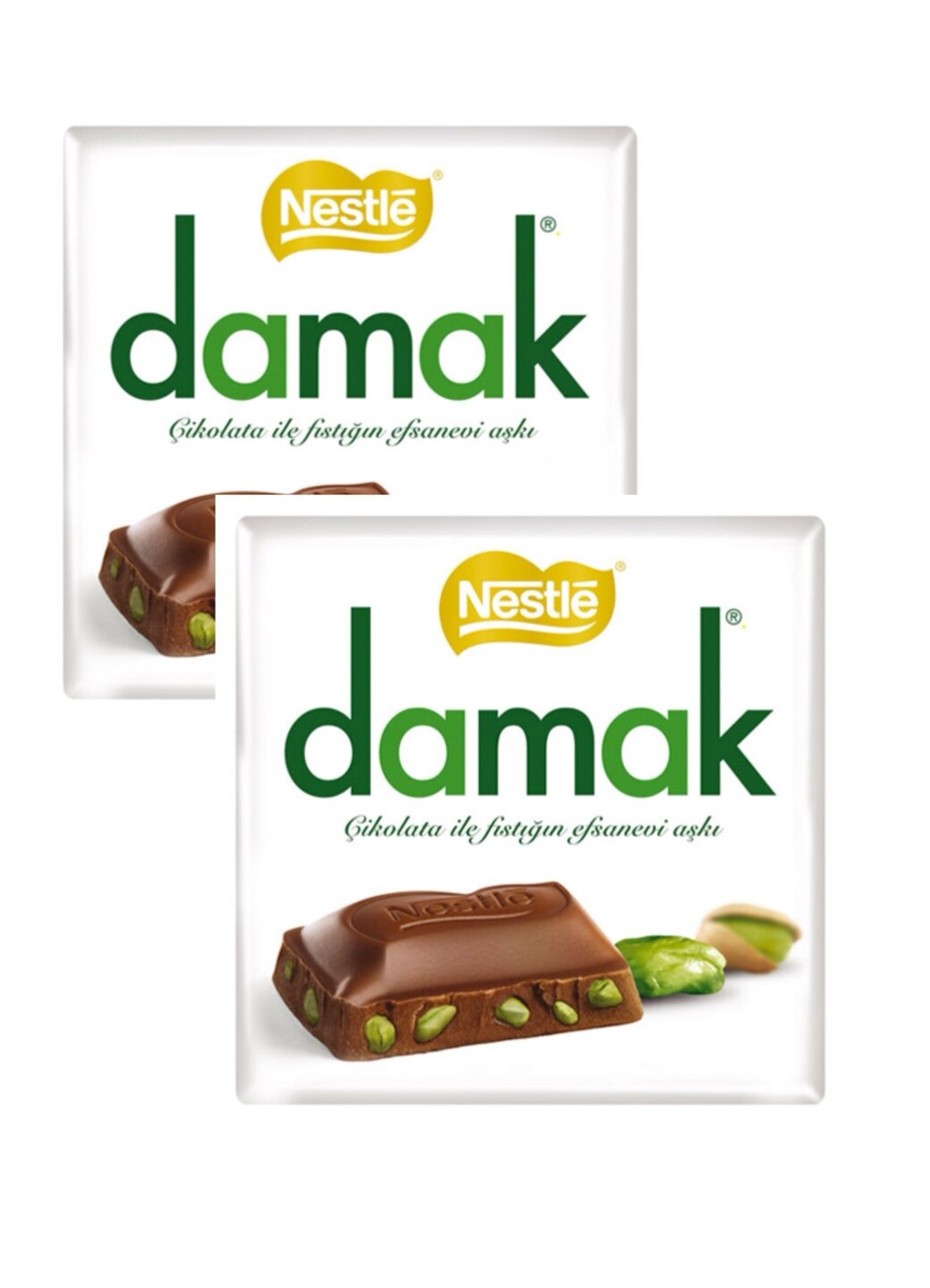 Шоколадная плитка Nestle Damak, молочный шоколад с фисташками, 60 гр х 2 шт (Турция)
