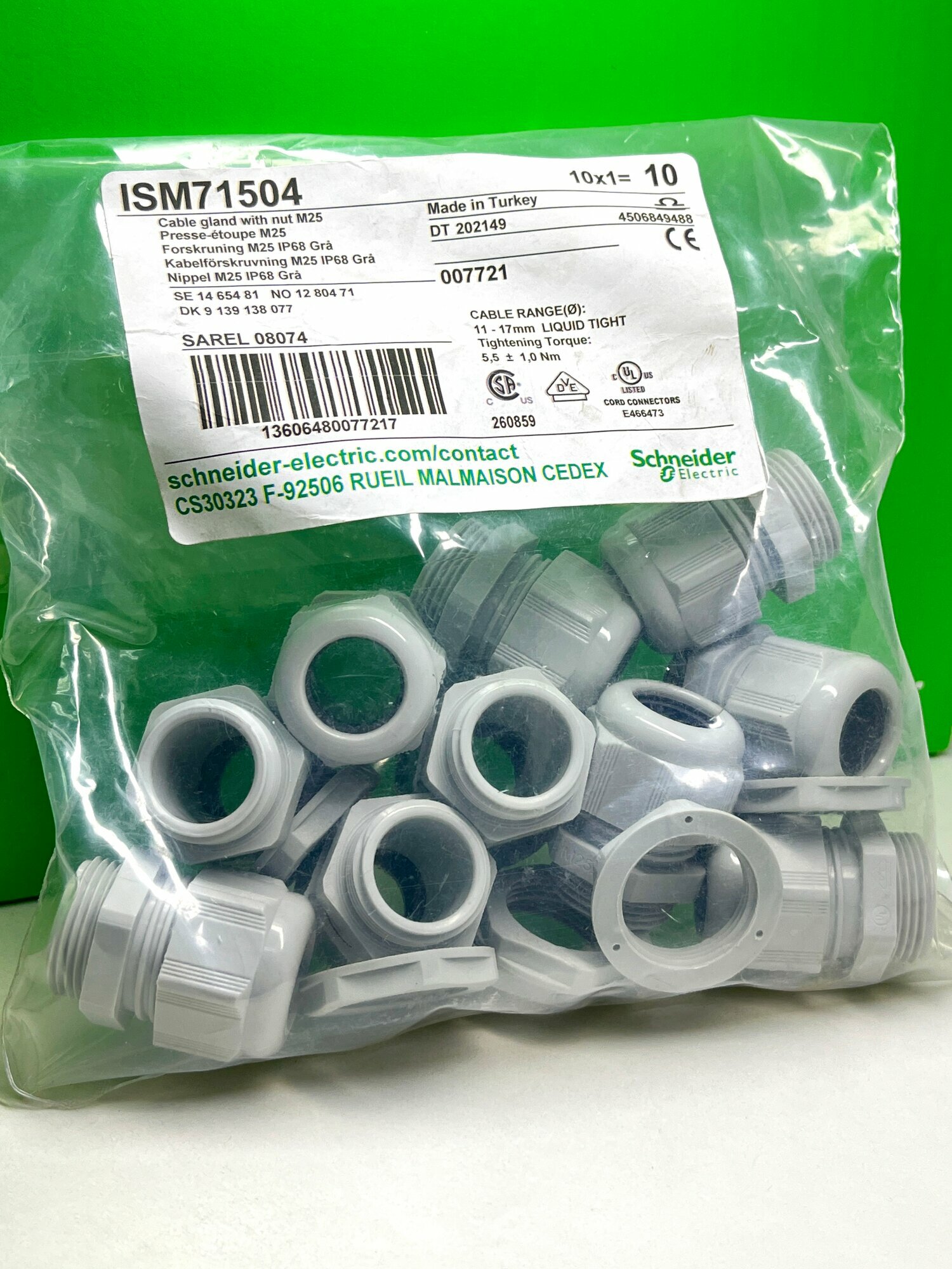 Schneider Electric ISM71504 Уплотнитель для вводов M25 серый - диаметр от 11 до 17