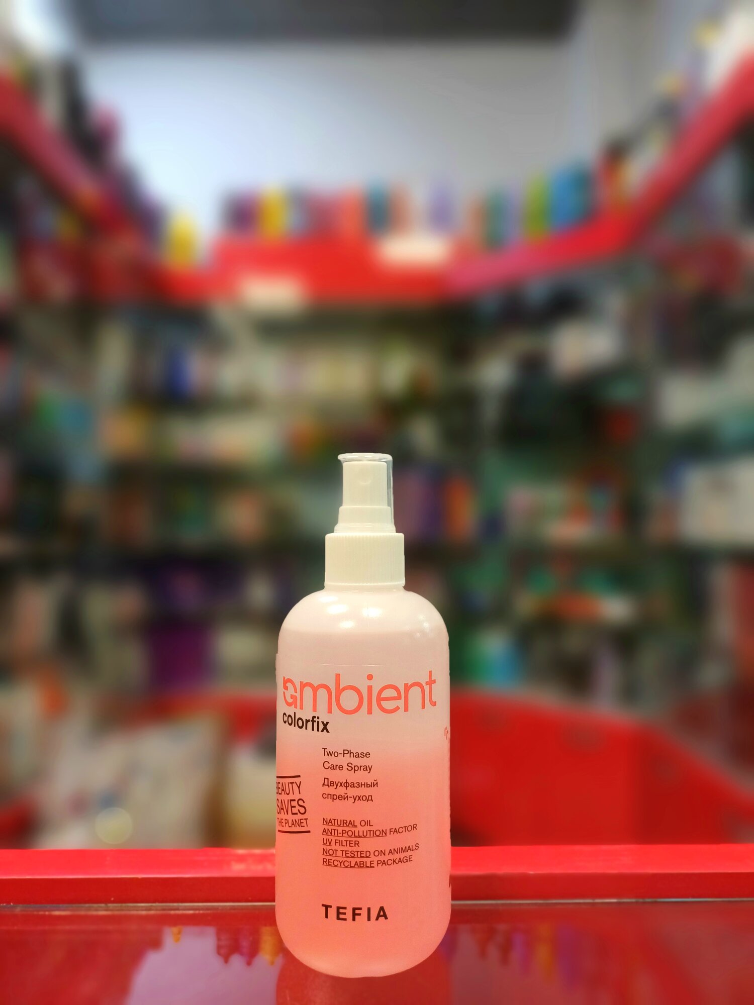 Двухфазный спрей-уход термозащита для волос, Уф-фильтр 250мл Tefia Ambient