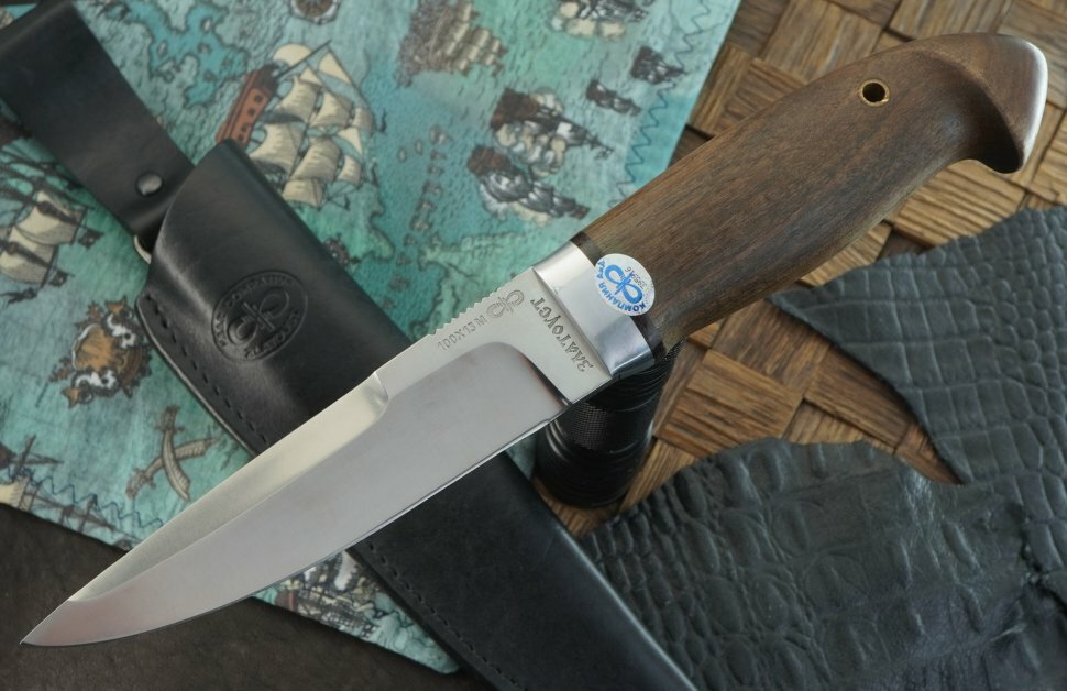 Нож с фиксированным клинком АиР Хаски, сталь 100Х13М, рукоять орех