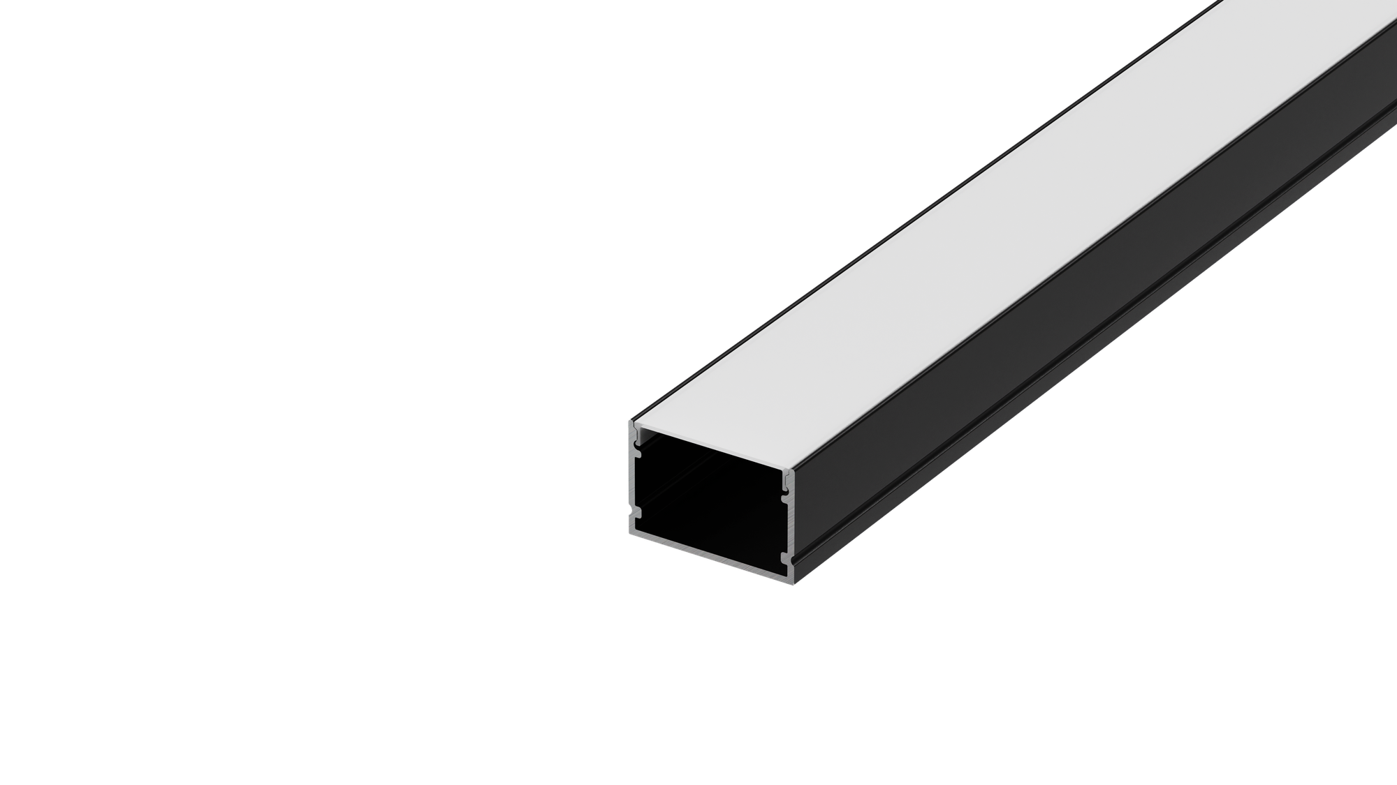 Накладной профиль 30х20мм, длина 2 метра, матовый экран, 4 заглушки, 4 крепежа, цвет черный, Donel