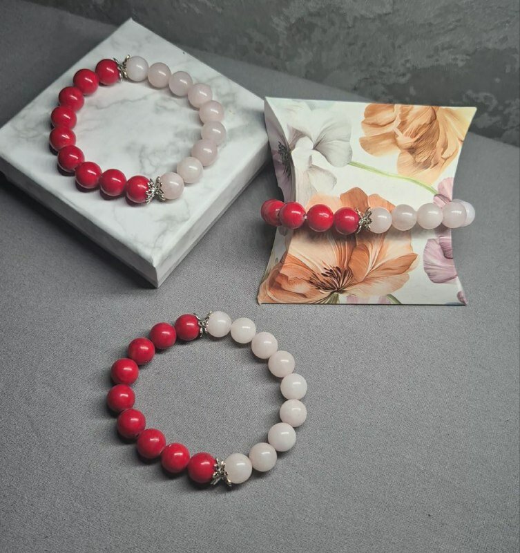 Плетеный браслет, агат, кварц розовый