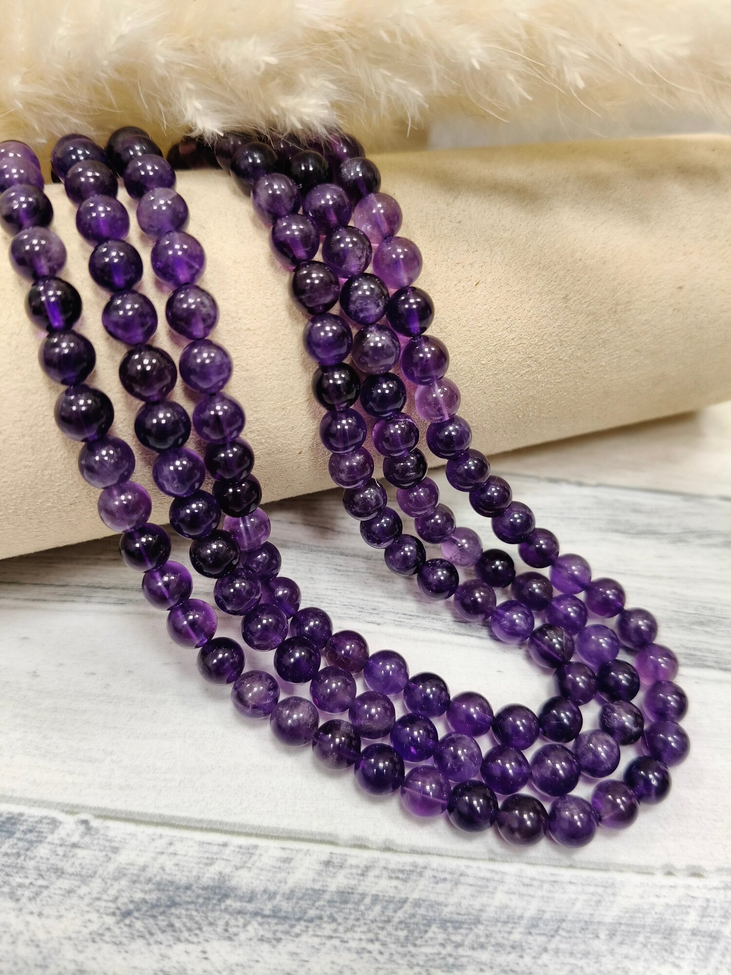 Бусины аметист A шар гладкий 6 мм (11 бусин), Suntrim