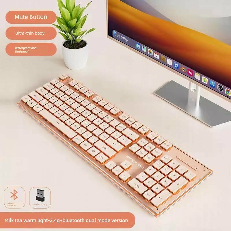 Немецкий механический комплект клавиатуры и мыши (проводной/беспроводной), бесшумный, в высококачественном ретро-стиле,