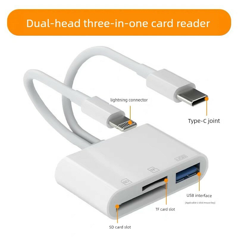 3-в-1 карт-ридер для SD/TF карт с USB-портом для мобильных устройств