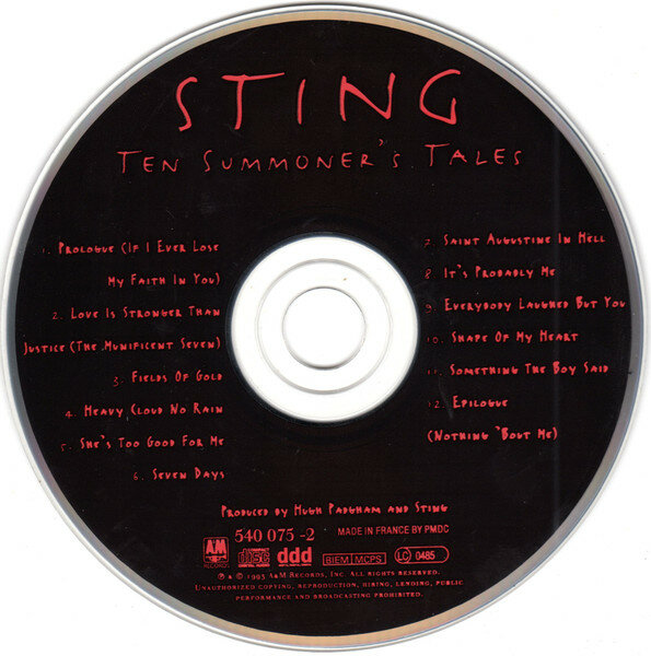 CD диск Sting EU 1993 mint mint — фото 1