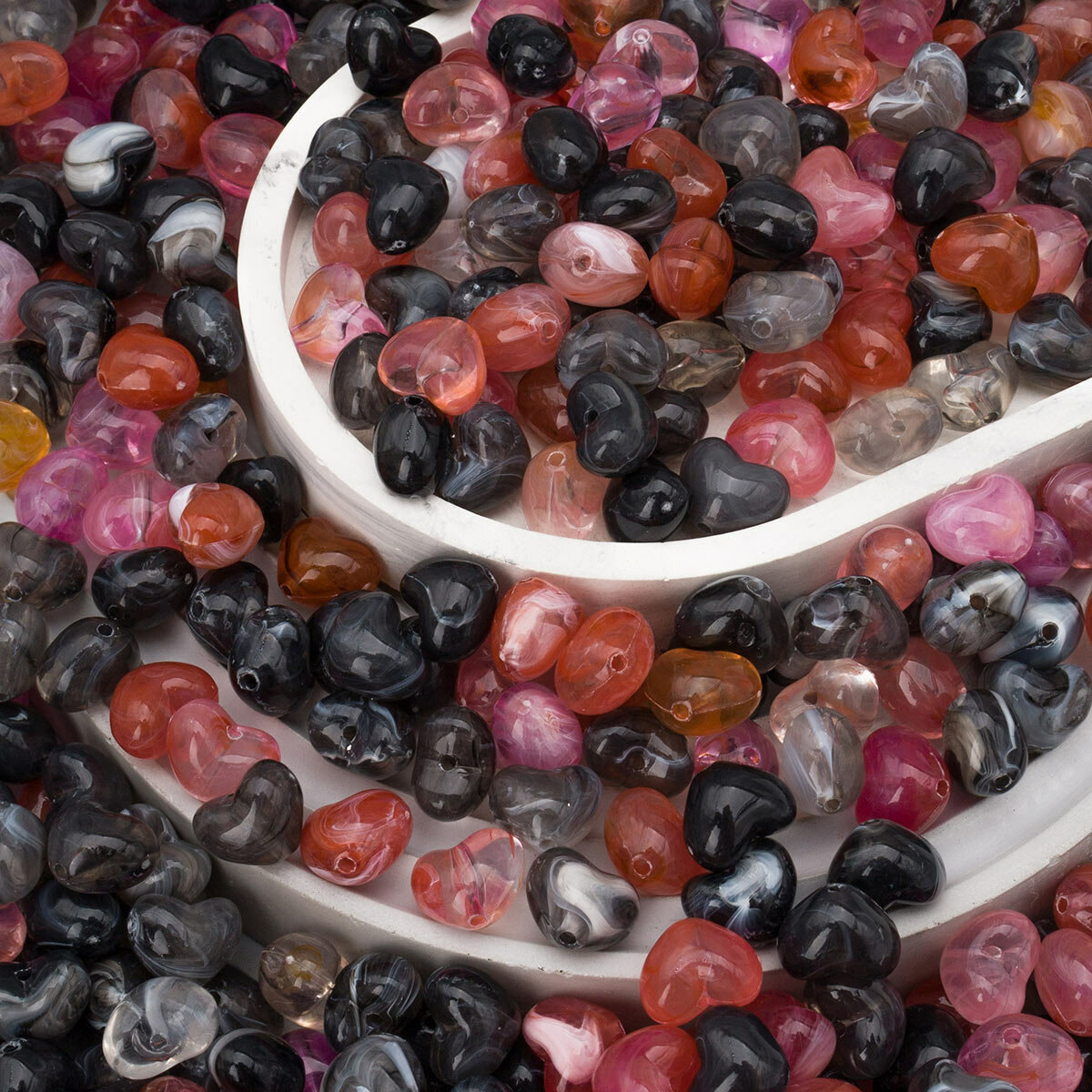 Бусины для рукоделия в форме сердца, 12×10×9 мм, акрил, цвет микс, 50 г