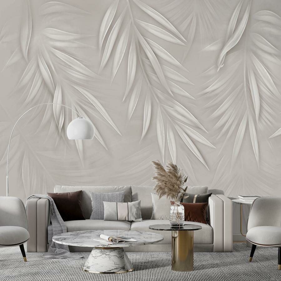 Фотообои Барельеф листья сверху 13-1041-L-Холст 270 x 400 см (ВхШ) Бесшовные, флизелиновые, влагостойкие обои