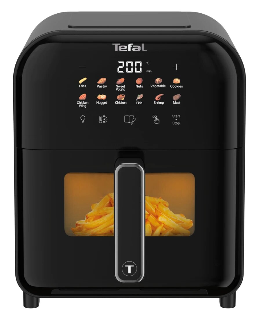 Аэрогриль Tefal EY8218F0, мощность 1835 Вт, объем чаши 6 л, черный