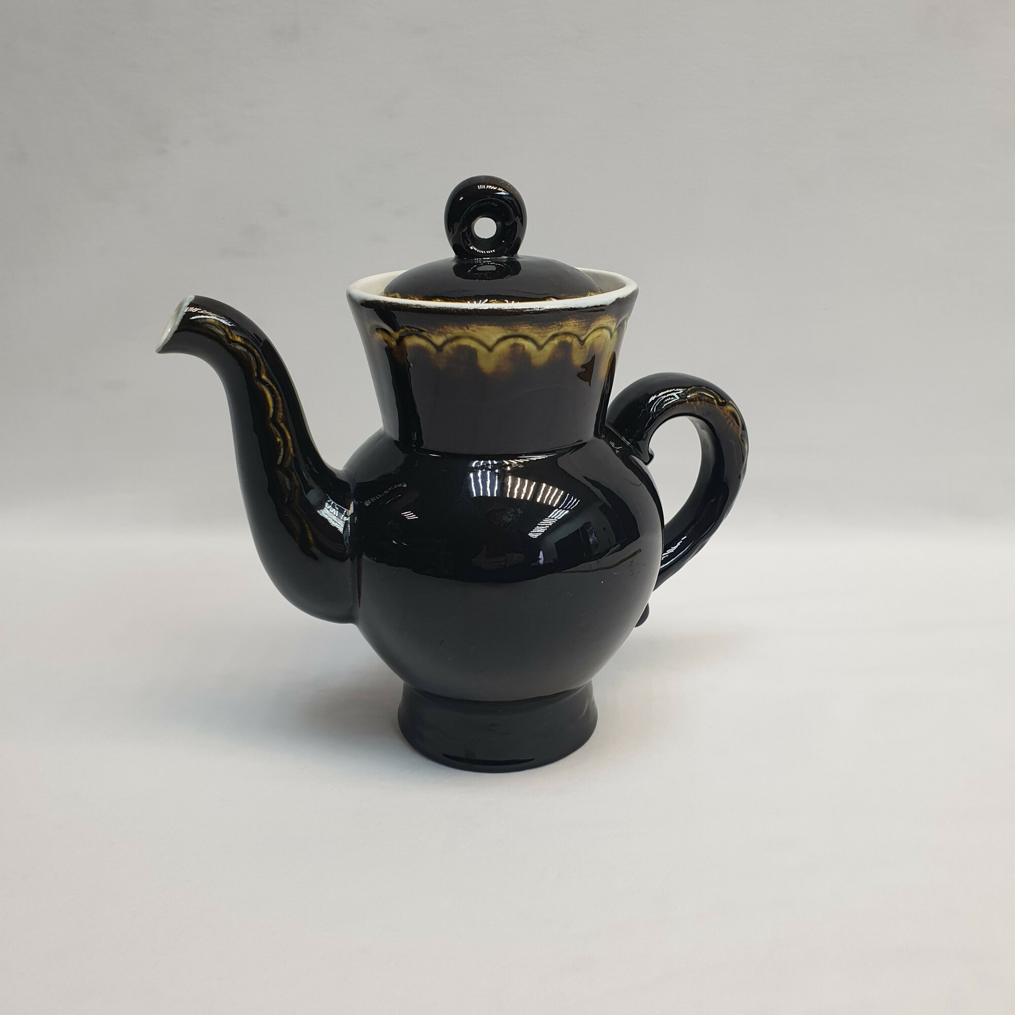 Винтажный чайник Конаково, обливная керамика 0.9 л, СССР