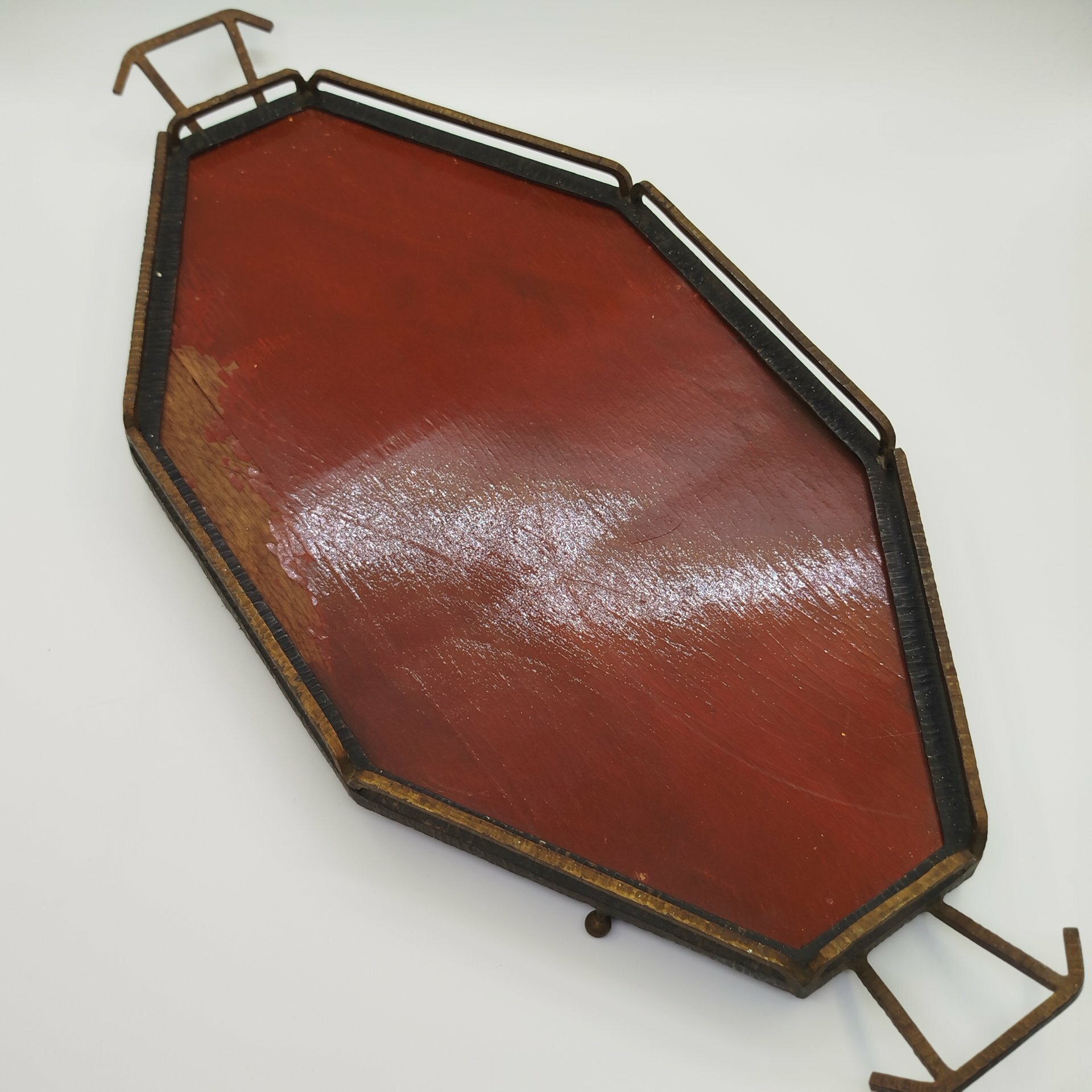 Поднос многоугольной формы, Novet, дерево, сплав металлов, лак, Европа, 1950-1970 гг.