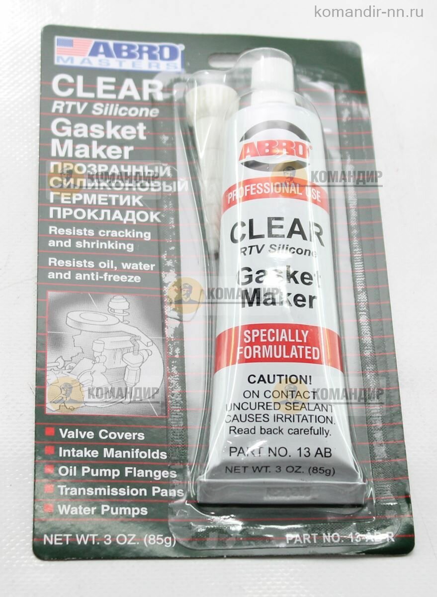Герметик прокладок 85 гр (силикон) прозрачный ABRO MASTERS (01745)