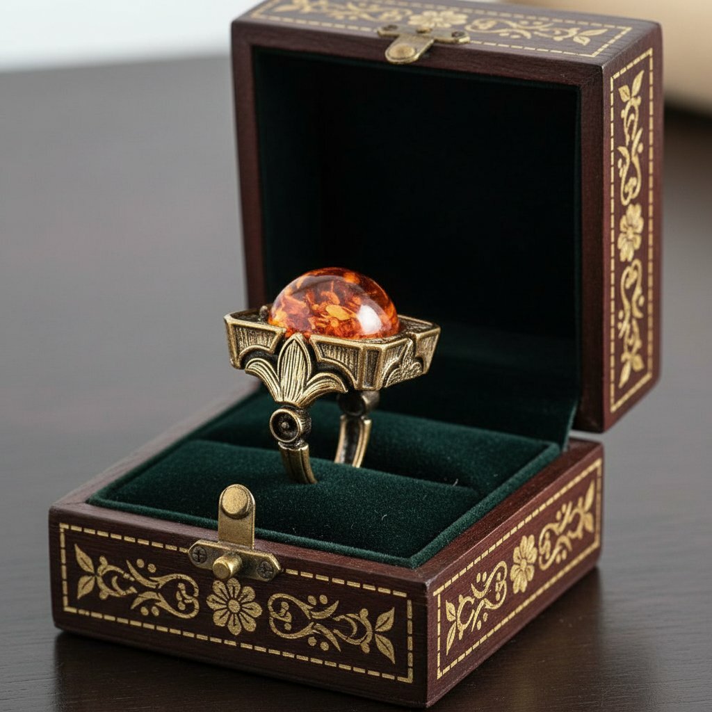 Кольцо, янтарь