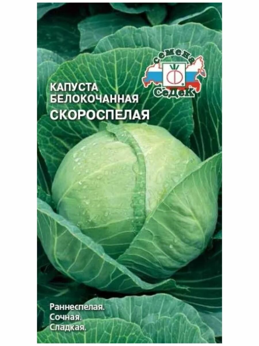 Семена капусты белокочанная Скороспелая 0,5 г, ранняя, сочная, сладкая