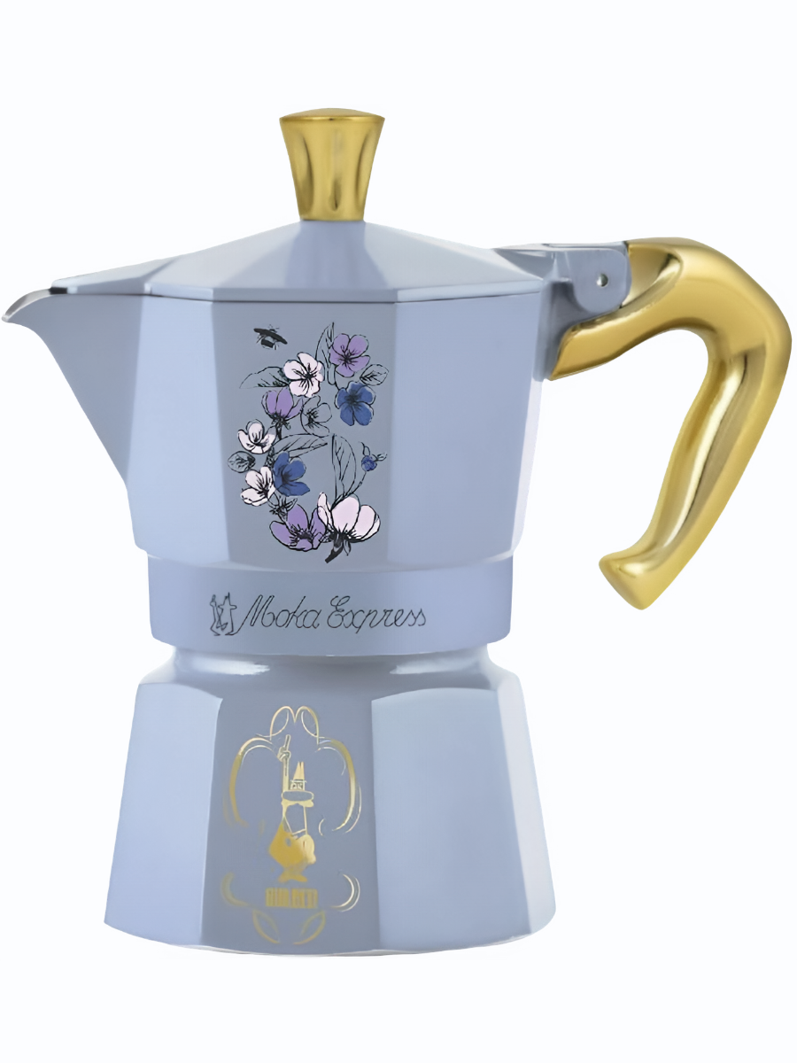 Кофеварка Bialetti Moka Express Bridgerton 5363, 3 чашки, 130 мл, алюминий, голубой