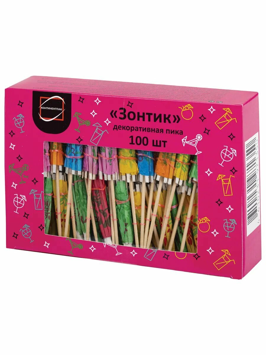 Пики для канапе бамбуковые Зонтик 10 см 100 шт