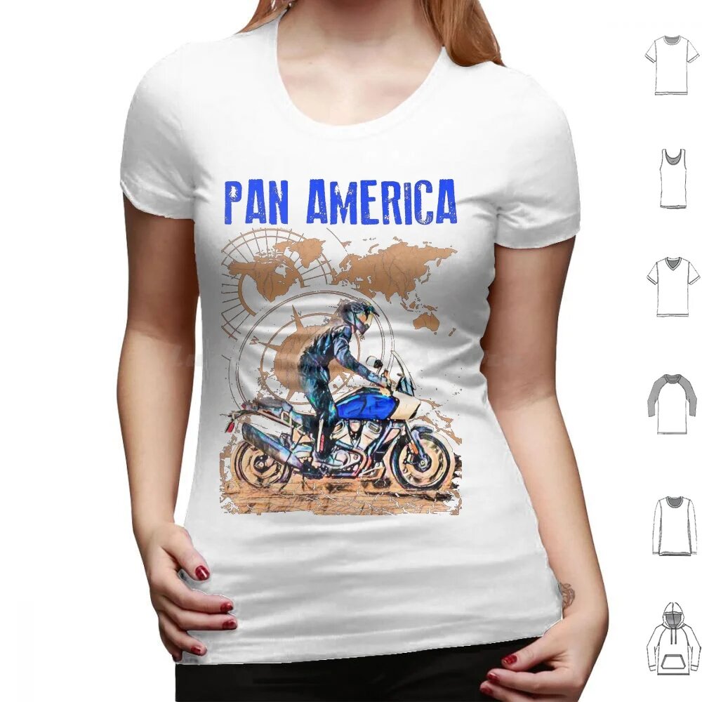 Футболка Pan America, мото, белая, L