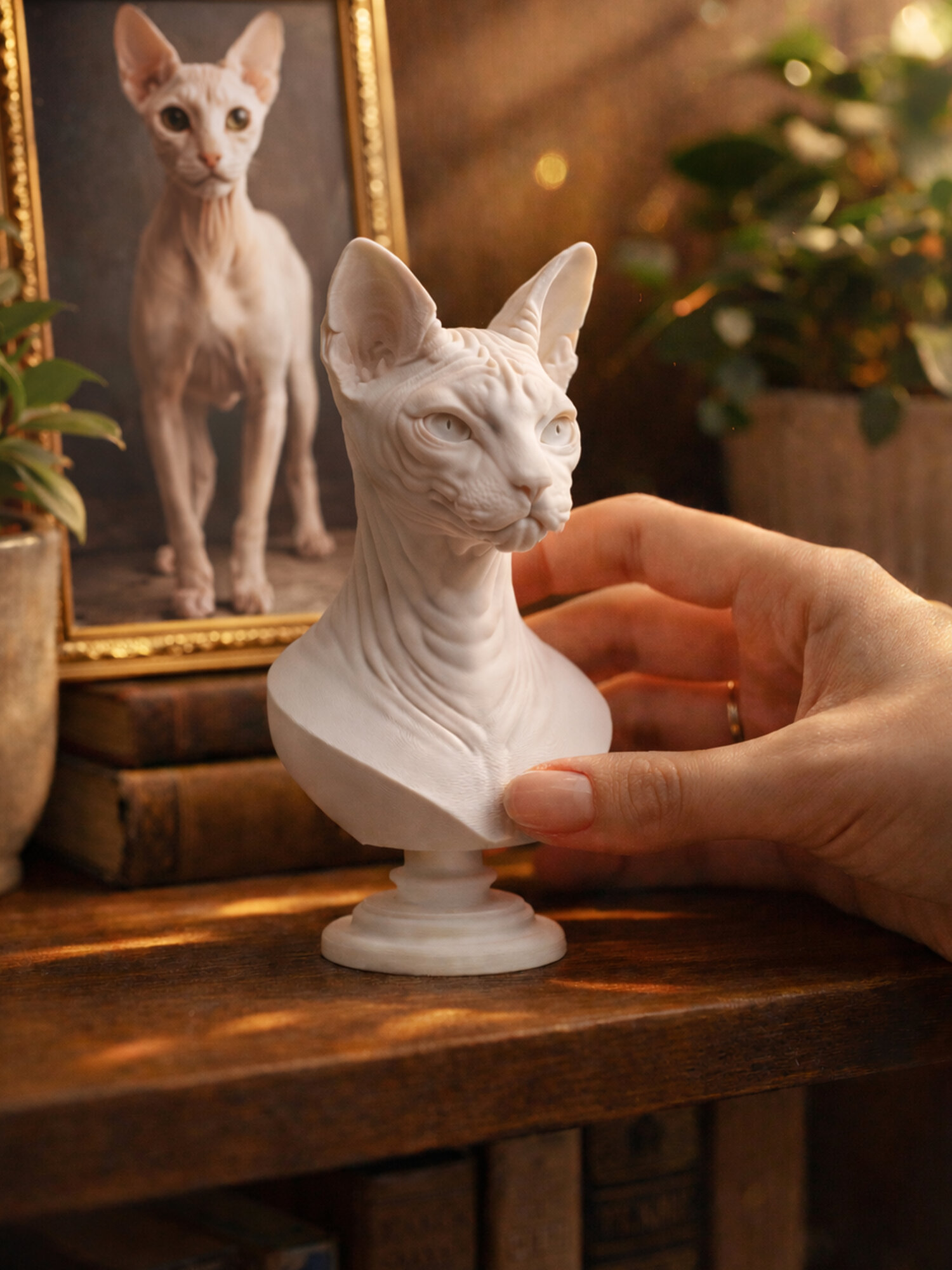 Статуэтка бюст кошки (сфинкс). Декоративная фигурка для интерьера. 15см