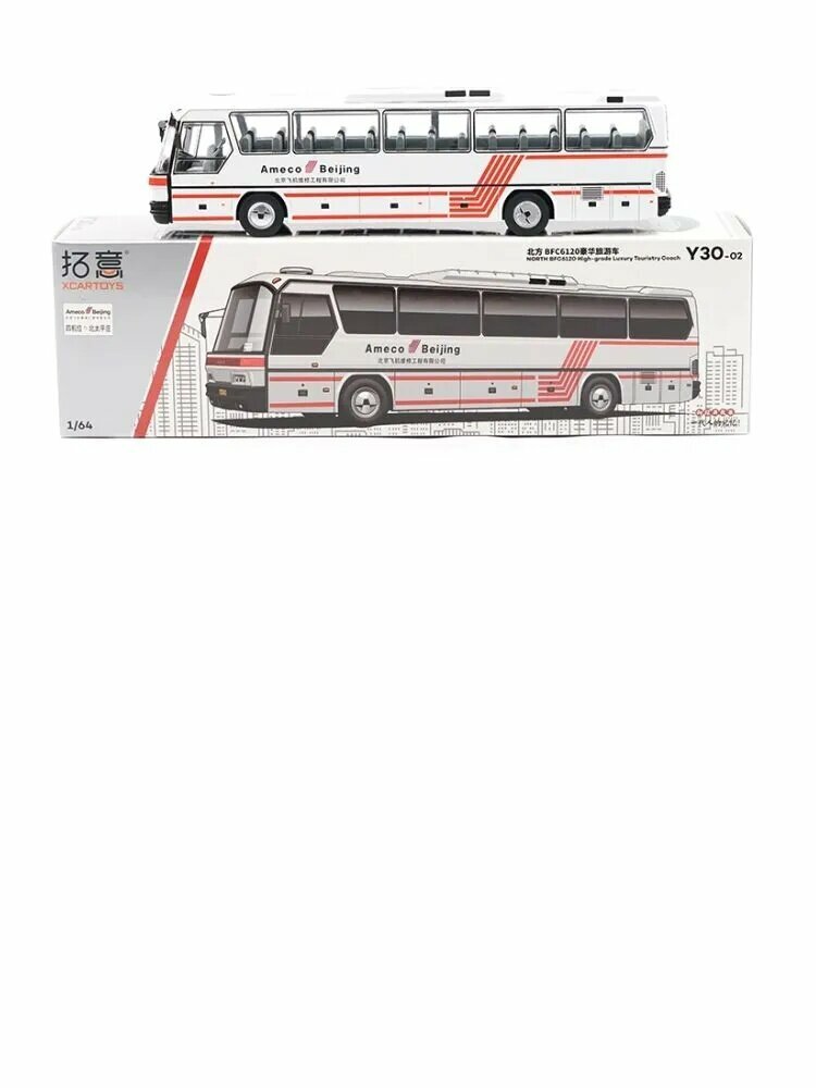 Машинка металлическая модель Xcartoys 1:64 North BFC6120 High-grade Luxury Touristry Coach Y30-02 Red