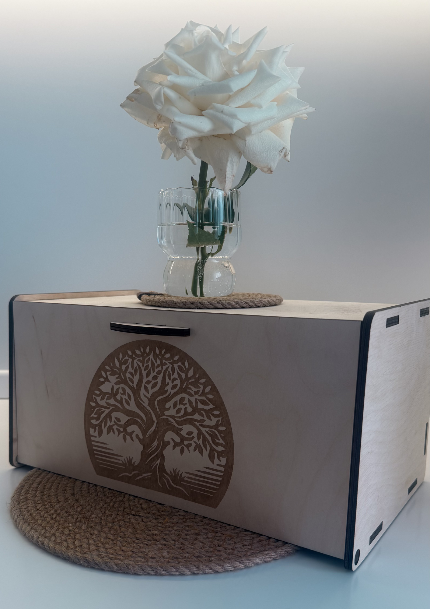 Хлебница ЭКО, деревянная с крышкой, 36x20,5x17 см, цвет светло-бежевый "дерево"