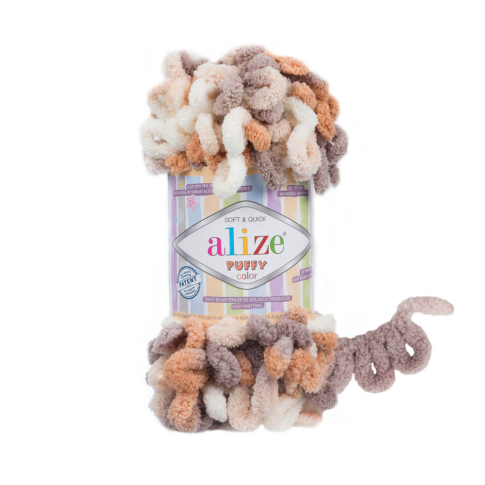 Пряжа для вязания Alize Puffy color 5926 бежевый 1 моток 100 гр/9 м 100% микрополиэстер