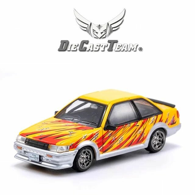 Машинка коллекционная DCT 1:64 TOYOTA Corolla Levin AE86 Yellow LL-009-29