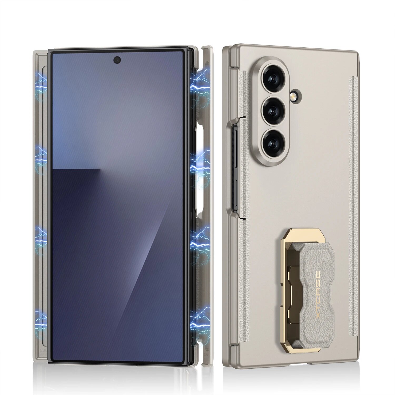 Магнитный чехол с двойным шарниром для Samsung Galaxy Z Trifold, с вращающимся кольцом-держателем и ремешком на запястье, пластиковый чехол для Galaxy Z Trifold
