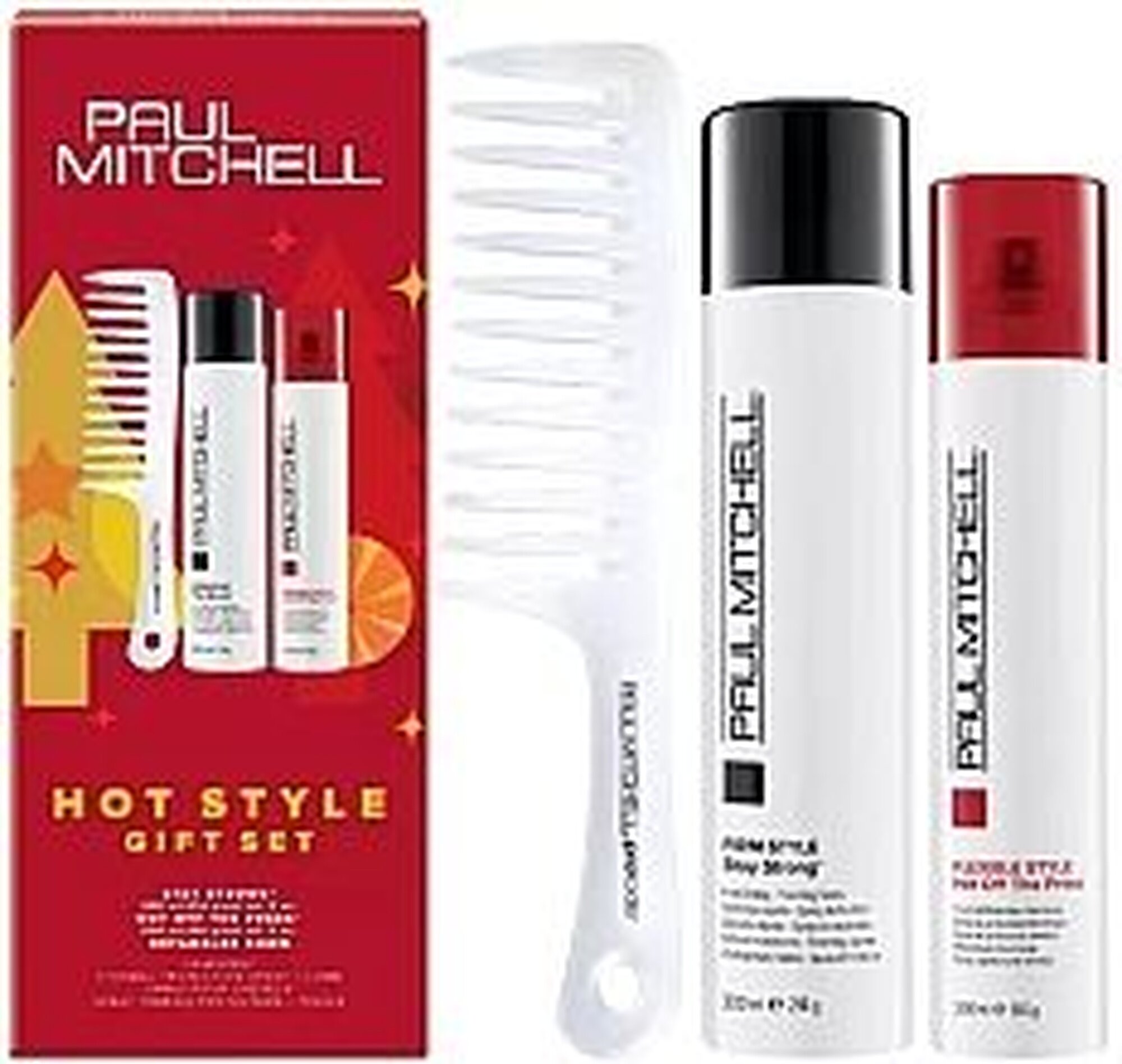 Набор Paul Mitchell Hot Style Gift Set, лак для волос, термозащитный спрей, расческа, 3 шт